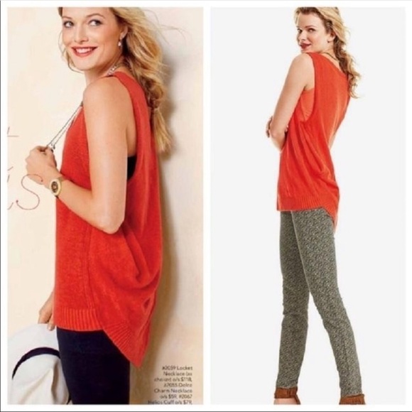 CAbi | Tops | Cabi Siren Linen Knit Sweater Layering Vest 52 In Flame ...